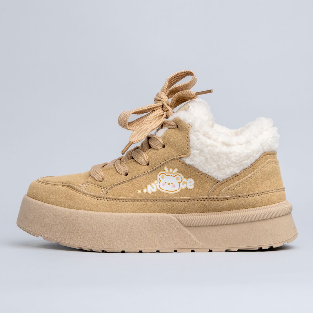 Cozy Bear Ultra Chunky Beige Mid Top Shoes - Women's – Bobo's House