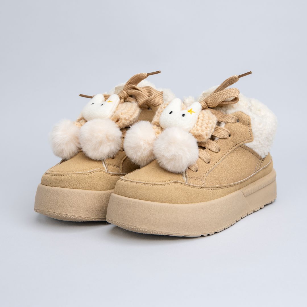 Cozy Bunny Ultra Chunky Beige Mid Top Shoes - Women's – Bobo's House