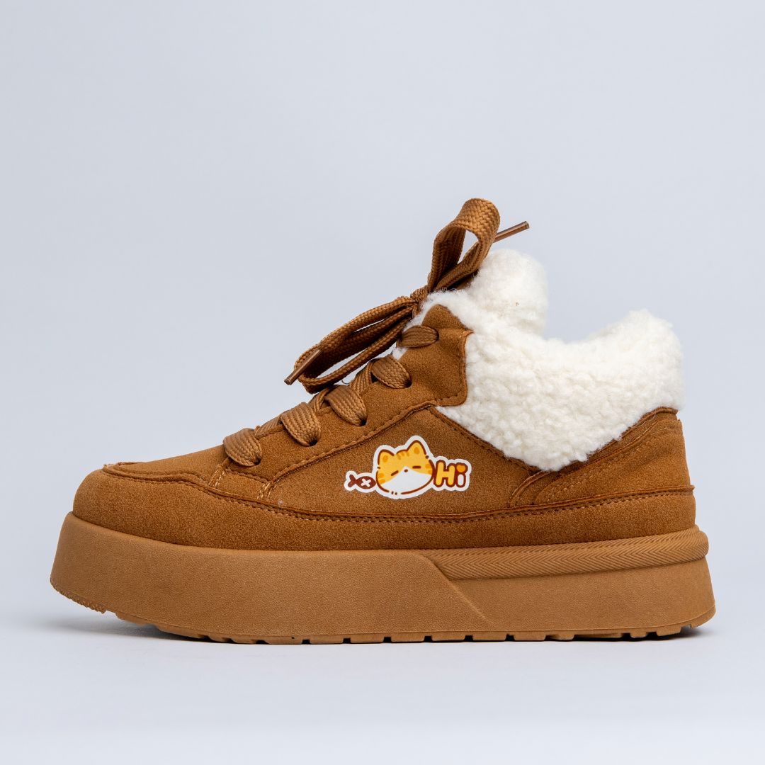 Cozy Kitty Ultra Chunky Brown Mid Top Shoes - Women's – Bobo's House