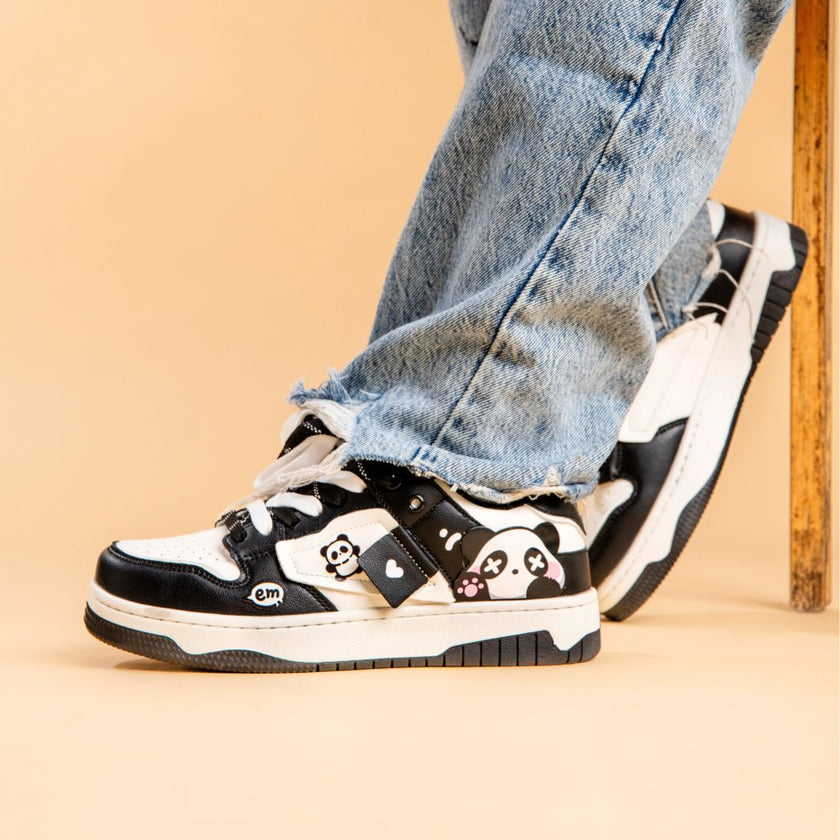 Sparkly Eyed Panda Chunky Black Shoes - Unisex – Bobo's House