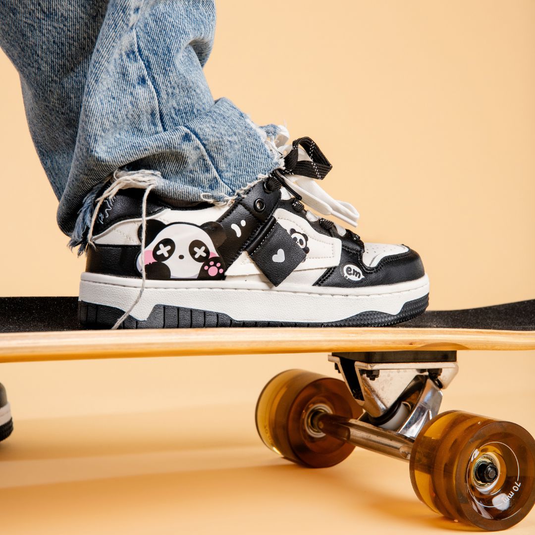 Sparkly Eyed Panda Chunky Black Shoes - Unisex - Bobo's House