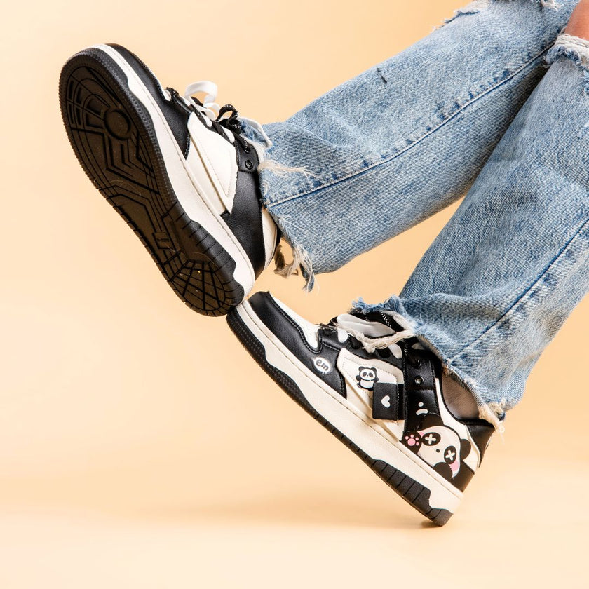 Sparkly Eyed Panda Chunky Black Shoes - Unisex – Bobo's House